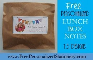 Free Lunch Box Notes for Kids - Personalize Online