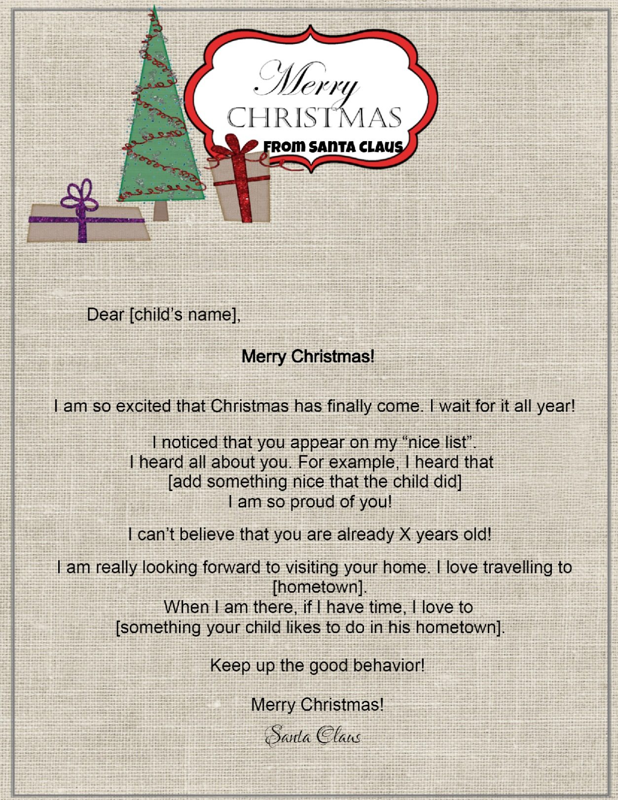 Free Letters From Santa